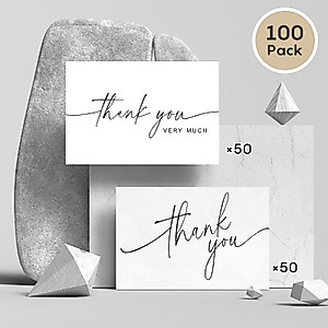 100 PACK Thank You Cards Bulk with Kraft Envelopes and Matching Stickers, 4x6 Inch Blank Greeting Cards Suitable for Small Business, Baby Shower Wedding, Graduation, Bridal Shower, Funeral, Engagement