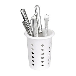 Soro Essentials- Set of 4 Plastic Flatware Cylinders White Color- Utensil Holders Silverware Utensil Drying Cylinders Home Kitchen Daily Use Utensil Drainer Silverware Caddy Organizer