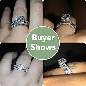 Newshe Engagement Wedding Ring Set For Women 925 Sterling Silver 1.5CT Princess White AAAAA Cz Size 7