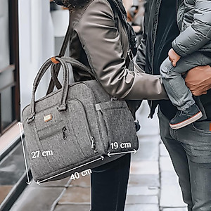 WELAVILA Diaper Bag Tote Large Convertible Baby Bags with Changing Pad & Insulated Pockets for Mom & Dad - Travel Diaper Tote Grey Diaper Tote Bag - Multifunction Baby Diaper Bag - Diaper Duffle Bag