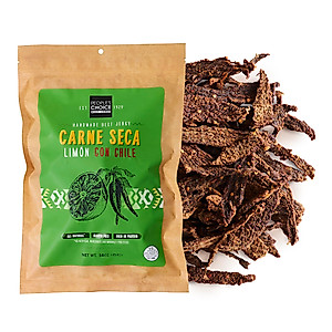 People's Choice Beef Jerky - Carne Seca - Limón Con Chile - Healthy, Sugar Free, Zero Carb, Gluten Free, Keto Friendly, High Protein Meat Snack - Dry Texture - 1 Pound, 16 oz - 1 Bag