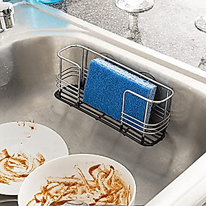 Home Basics Sponge Holder, 8 x 2.5 x 3.25, Black