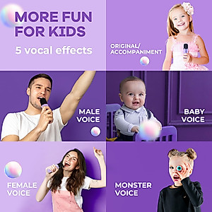 YLL Mini Kids Karaoke Machine with 2 Microphones, Karaoke Gifts for Girls Ages 3, 4, 5, 6, 7, 8, 9, 10, 12 +Year Old, 4-12 Years Old Birthday Toy Easter Gift for Girls Boys (Purple)