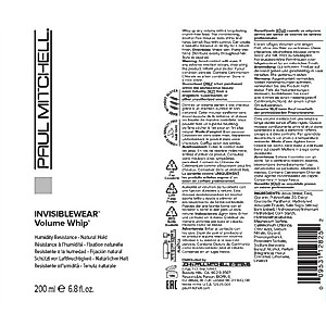 Paul Mitchell Invisiblewear Volume Whip Styling Foam, Humidity Resistance, Natural Hold, For Fine Hair, 6.8 fl. oz.