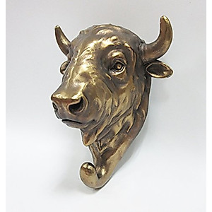 Pacific Giftware Wild Animal Head Single Wall Hook Hanger Animal Shape Rustic Faux Bronze Decorative Wall Sculpture (Bull)