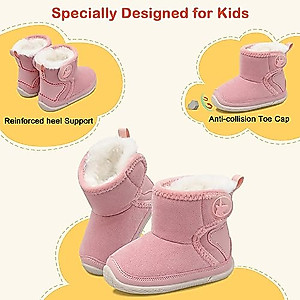 JIASUQI Toddler Winter Shoes Pink Boots for Toddler Girls Toddler Boot Slippers Pink Size 5.5-6