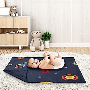 Sweet Jojo Designs Space Galaxy Baby Boy Receiving Security Swaddle Blanket for Newborn or Toddler Nursery Car Seat Stroller Soft Minky - Navy Blue Planets Star and Moon Rocket Ship