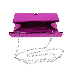7.5 inch Wide Satin Evening Cocktail Bag for Women - Purple