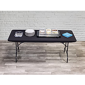 Iceberg iGear Stretch Fabric Table Top Cap Cover, fits 6' Tables, Polyester/Spandex, Black, 30" W x 72" L