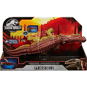 Mattel Jurassic World Massive Biters Sarcosuchus Dinosaur Action Figure Toy, Posable Large Species, Strike & Chomp Motion