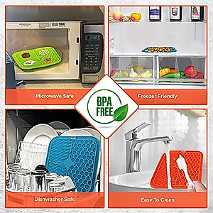 Heksa Dogs & Cats 2-Pack Slow Feeder & Non-Slip Lick Mats with Spatula for Anxiety Relief. Food-Grade, Dishwasher, Freezer & Oven Safe Dog Lick Mat