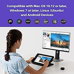 HUION Kamvas 12 Graphics Drawing Tablet with Screen Full-Laminated Battery-Free Stylus Tilt 8192 Levels Pressure 8 Express Keys, 11.6 inches Pen Display Support Android, Window, Mac, Linux, Black