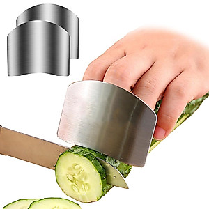 QKUDNGHY 2 Pcs Finger Guards for Cutting, Stainless Steel Finger Protectors for Cutting Food, Knife Guard, Chopping Protector for Dicing and Slicing in Kitchens (2pcs)