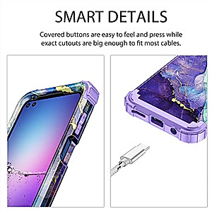 Rancase Compatible with Motorola Moto One 5G Case (2020),Moto G 5G Plus Case,Moto One 5G UW Case,Three Layer Heavy Duty Shockproof Protection Hard Plastic Bumper +Soft Silicone Rubber Case,Purple