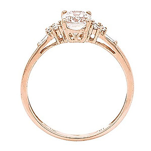 Gin & Grace 10K Rose Gold Genuine Morganite & Natural Diamond Engagement Promise Propose Promise Ring for Women