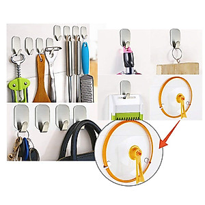 mxtechnic Self Adhesive Hook Stick on Wall 304 Stainless Steel Polished Hanging Clothes Coat Hat Hooks and Strong Heavy Duty Metal Super Power Hooks Storage Organizer (20 Pack) (Hooks-20)