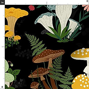 Spoonflower Fabric - Mushroom Garden Mushrooms Printed on Petal Signature Cotton Fabric Fat Quarter - Sewing Quilting Apparel Crafts Decor