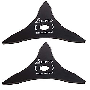 (2-Set) 10" x 3 Teeth Carbon Steel Brush Cutter Blades with Washers - 2 Blades and 2 Washers - Blades for 20mm or 25.4mm Arbor - Compatible with Husqvarna, Stihl, Ego, and More