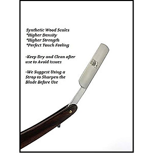 G.B.S Wooden Handle Straight Edge Stainless Steel Barber Shaving Straight Razor, Handmade, Extra Sharp With Leather Razor Travel Case