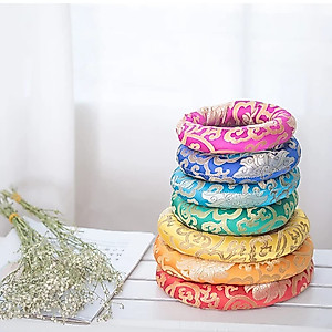 Singing Bowl Brocade Ring Cushion, Pillow For Buddhist Sound Bowl Nepal 7 Sizes Optional, Perfect Match Of Singing Bowl, O-ring Silk Brocade (Size : KIT 8-14 INCH)