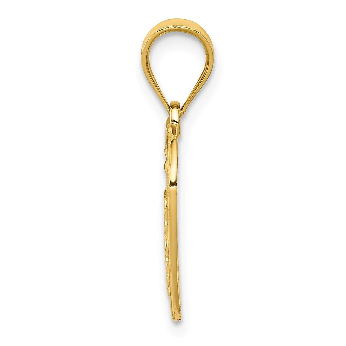 Solid 14k Yellow Gold RN Registered Nurse Caduceus Symbol Heart RN Registered Nurse Caduceus Symbol Medical Emergency Alert Pendant Charm - 22mm x 16mm