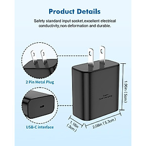 45W Samsung Super Fast Charger Type C 2 Pack for Samsung Galaxy S23 Ultra Charger S22 Ultra Charger S23/S23+/S22/S22+/S21/S20,Z Fold 4/Z Flip 4,Note 10/20,S8/S7/S7+,USB C Wall Charger with 6ft Cable