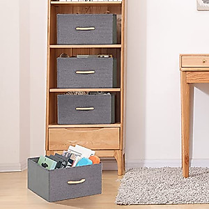STORAGE MANIAC Storage Bins Extra Large, Foldable Storage Baskets with Handle, Fabric Clothes Storage Boxes for Shelves for Organizing Closet Shelf Nursery Toy 15.35"W x 11.4"D x 8"H, Grey 3-Pack