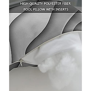 Recliner Head Pillow Ledge Loungers Chair Pillows with Insert Modern Abstract Geometric Black Grey Gradient Lumbar Pillow with Adjustable Strap Outdoor Waterproof Patio Pillows for Beach Pool, 2 PCS