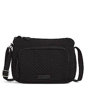 Vera Bradley Women's Microfiber Little Hipster Crossbody Purse With RFID Protection, Black, One Size