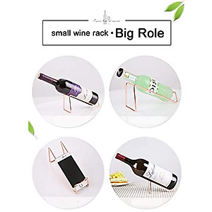 CdyBox Creative Metal Red Wine Rack Single Wine Bottle Holder Rack Display for Home Living Room Wine Rack (Rose-Gold)