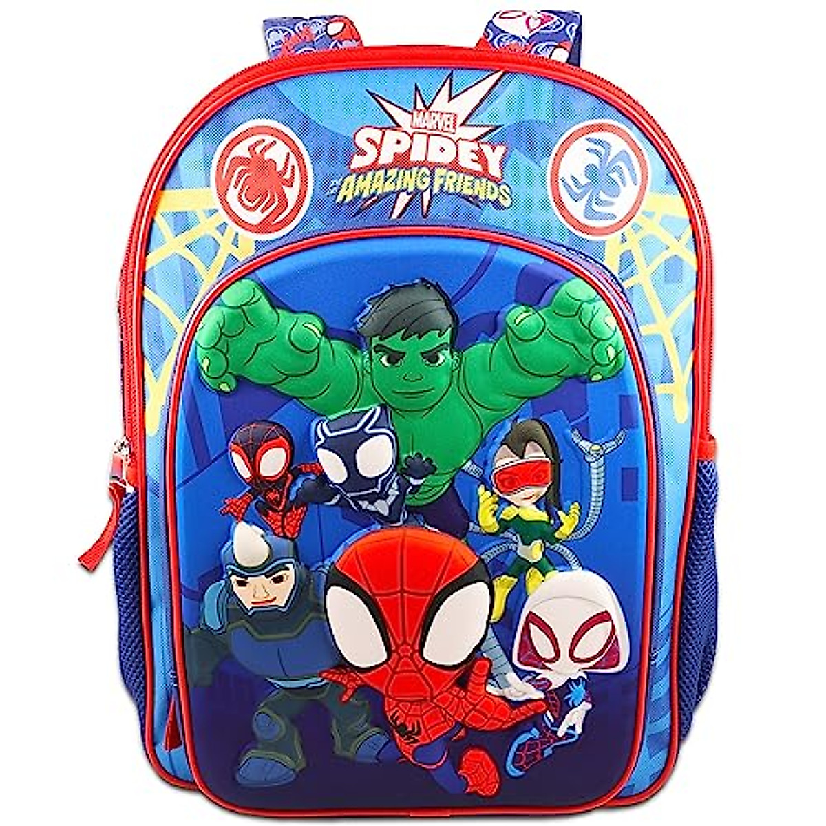 Spidey and His Amazing Friends Backpack Set for Kids - Bundle with 16” Spiderman Backpack, Spidey Stickers, More | Spidey and Friends Backpack
