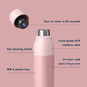 LARQ Bottle PureVis 17 oz - Self-Cleaning and Insulated Stainless Steel Water Bottle with UV Water Purifier and Award-winning Design | Reusable & Travel Friendly, Himalayan Pink