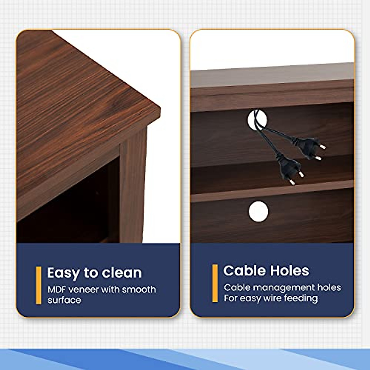 58'' Wood TV Stand TV Stand Fits 32-65 Inch Flat Screen TV Cabinet with 4-Shelf Storage Rolling Entertainment Center for Media Console Living Room Bedroom (Brown)