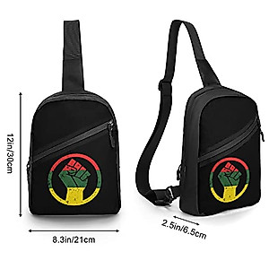 Rasta Black Power FIST Fits Sling Backpack Chest Bag Crossbody Shoulder Bags Daypack For Casual Travel Hiking Sports