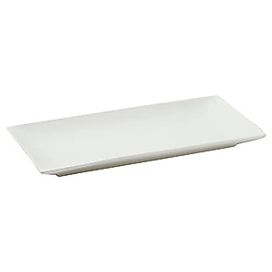 Juvale White Ceramic Serving Platter Trays, Set of 4 Rectangular Appetizer Plates (9.5 Inches)