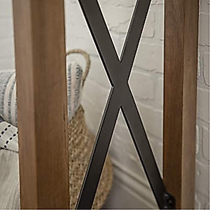 Walker Edison Sedalia Modern Farmhouse Metal X Entry Table, 46 Inch, Rustic Oak