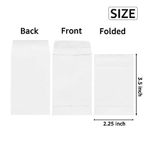 100 Pack White Kraft Small Coin Envelopes Self-Adhesive Seed Envelopes Mini Parts Small Items Stamps Storage Packets Envelopes for Garden, Office or Wedding Gift (2.25"×3.5")