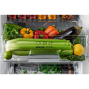 iio 24" 11 Cu Ft Bottom Freezer Retro Refrigerator, Fridge for Bedroom, Multiflow 360°, Small Mini Ice Cube Tray, 1 Fruit container, LED, Dorm Office Beverage Quiet Compressor, Wine Red (Left Hinge)