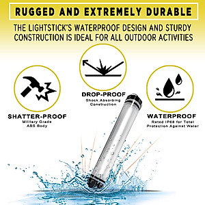 SunJack LightStick Camplight Standard – Waterproof Rechargeable Portable LED Flashlight with Power Bank Battery for Camping, Hiking, Backpacking, Swimming, Snorkeling, Boating, Emergency