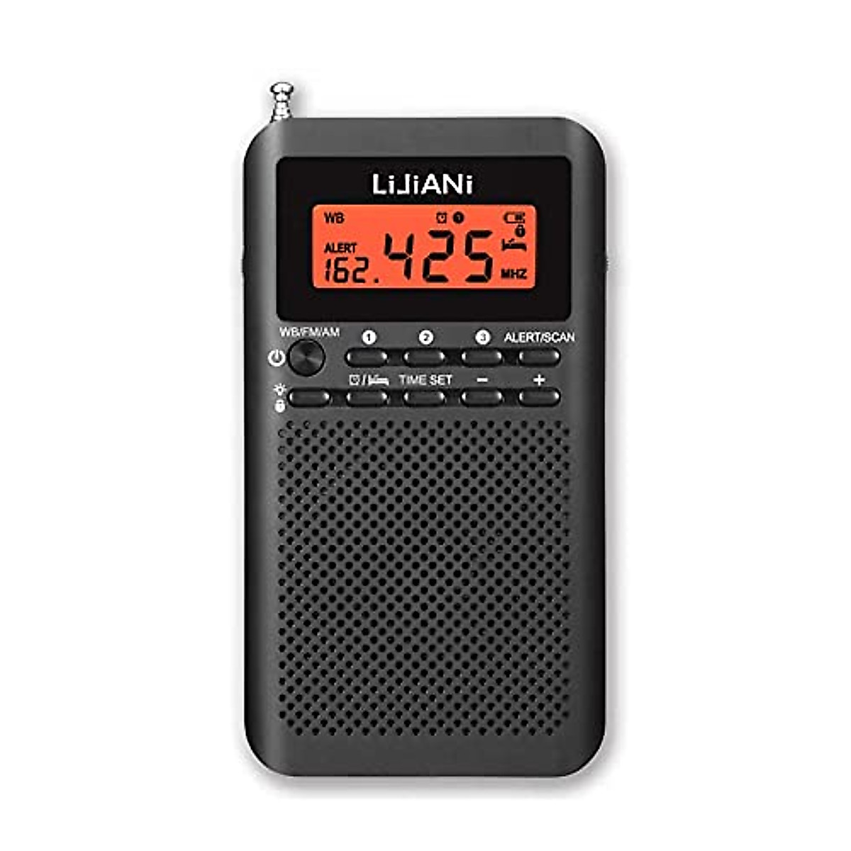 NOAA Weather AM FM Radio Portable Battery Operated by 2 AA Batteries with Stereo Earphone, LCD Display Digital Alarm Clock Sleep Timer,Best Reception,Built in Speaker Best Sound Quality(Black)