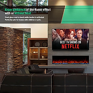 ALEXENT Recessed 80" Electric Fireplace with Wi-Fi/Remote Control Wall Mount, Built in, Low Noise with Timer, Touch Screen, Adjustable Flame Color and Speed, Log Set & Crystal