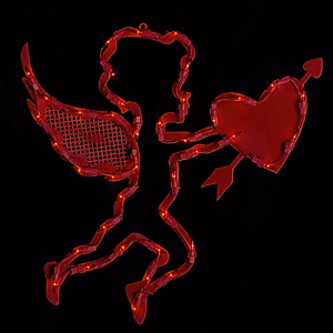 17" Lighted Red Cupid with Heart Valentine's Day Window Silhouette Decoration