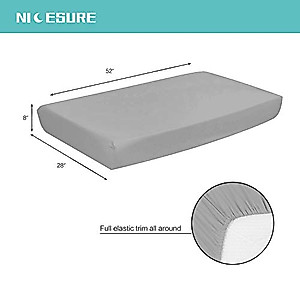 Nicesure Microfiber Fitted Crib Sheet - Soft and Breathable Toddler Sheets for 28 x 52in Fits Standard Crib and Toddler Mattress,2 Pack Set (Gray)