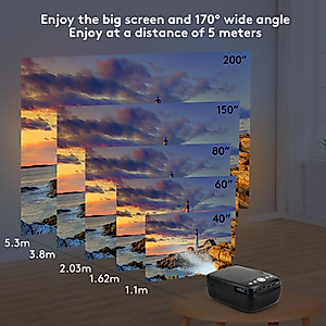 KELL HOME Mini Projector with Bluetooth 1080P Supported Zoom Film Projector Portable Home Theater Outdoor Movie Projector Compatible with PS4, VGA, TV Stick, HDMI，USB Port