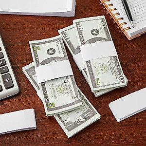 Juvale 300 Pack Money Bands for Cash, Blank Self-Adhesive Currency Straps, Bill Wrappers (White, 7.8x1.2 in)