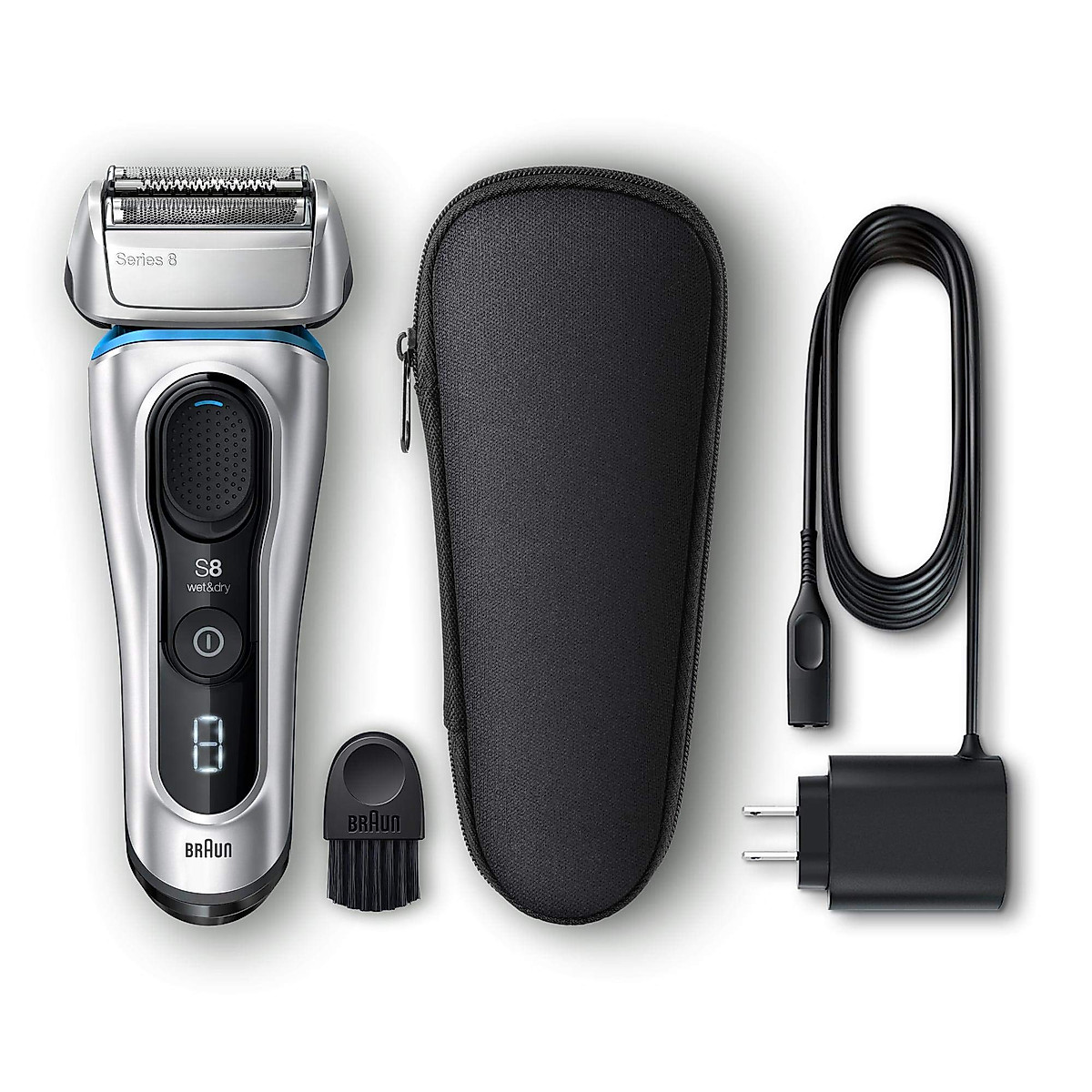 Braun 8 Series 8330S Wet & Dry, Rechargeable, Cordless Shaver/Shaver with Beard Density Readout