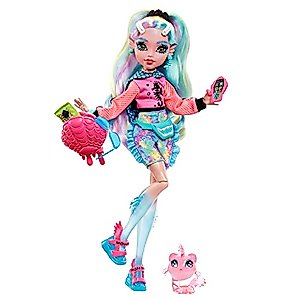 Monster High Lagoona Blue Fashion Doll with Colorful Streaked Hair, Signature Look, Accessories & Pet Piranha