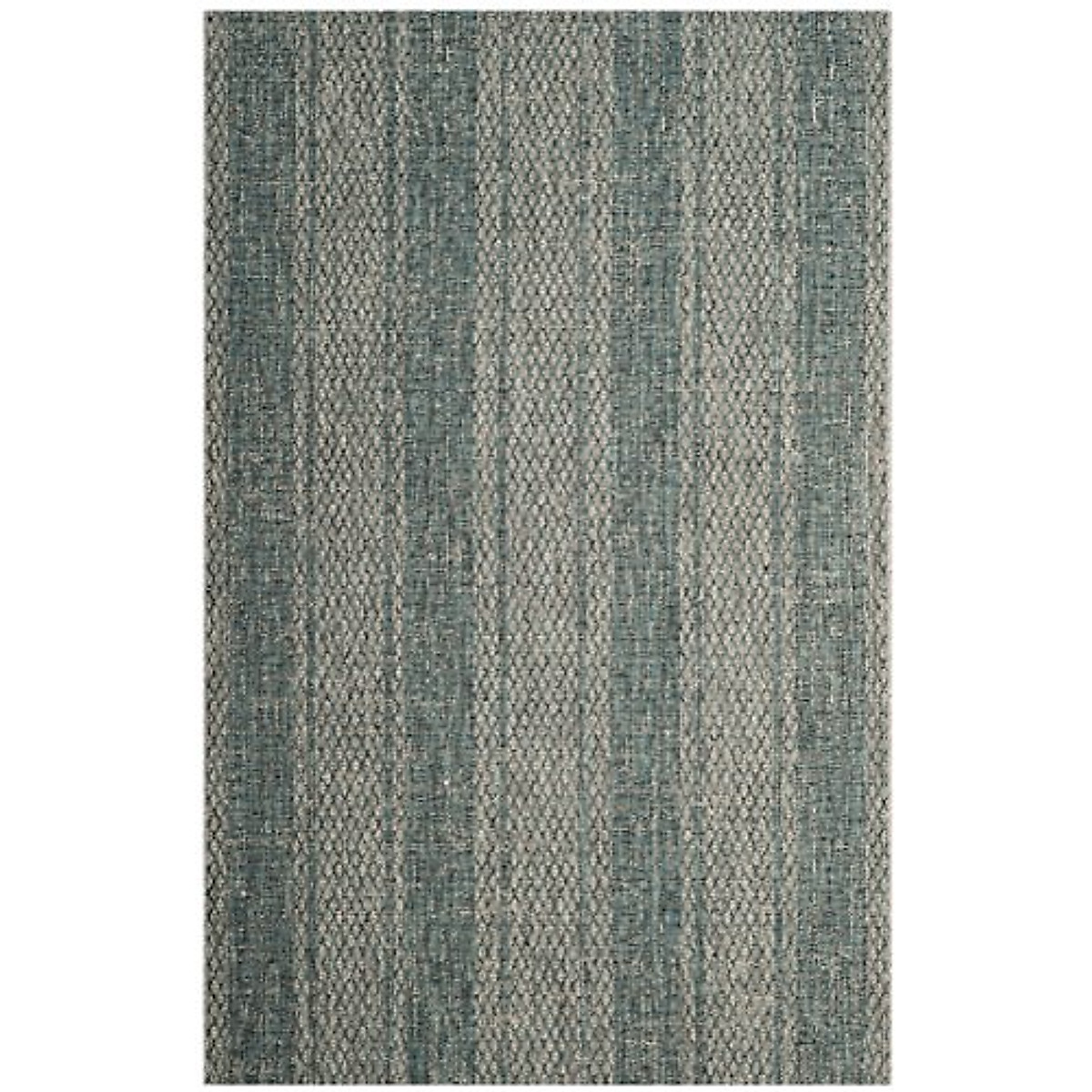 SAFAVIEH Courtyard Collection CY8736 Indoor/ Outdoor Non-Shedding Easy Patio Backyard Porch Deck Mudroom Area, 5'3" x 7'7", Light Grey / Teal