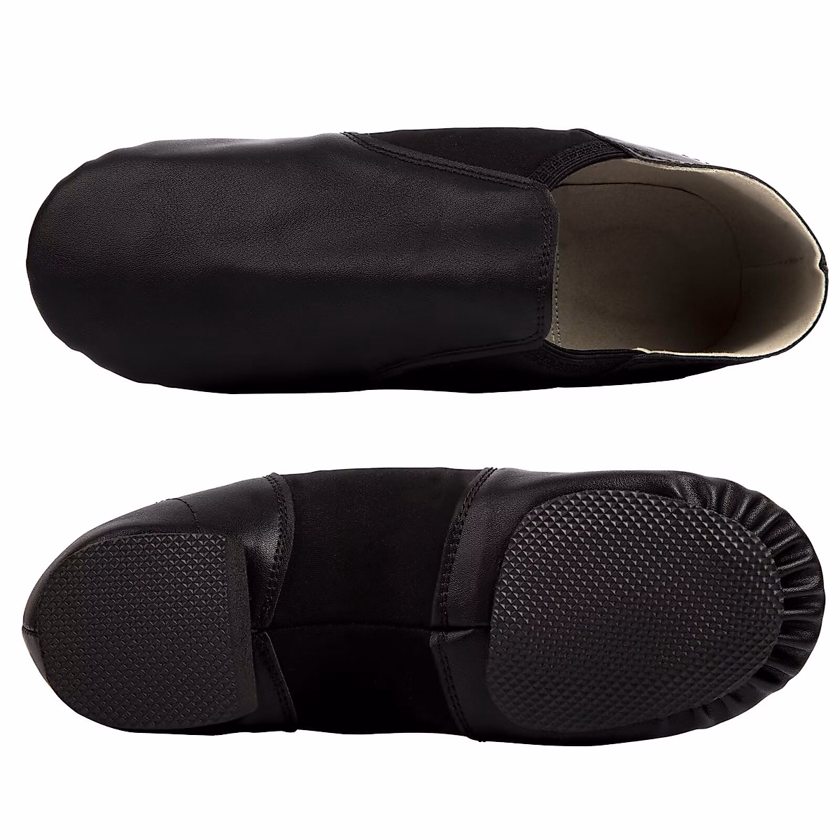 Asyusyu 100% Cowhide Leather Jazz Shoes for Girls,Pointed Toe Soft Leather Dance Slippers for Little Kid-10,Black