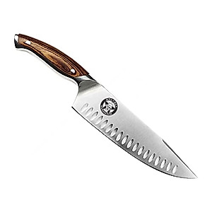 Ergo Chef Guy Fieri Knuckle Sandwich 8-Inch Chef's Knife 8081 Premium 7CR17MoV Stainless Steel Blade Hollow Ground blade Custom Style Tip, Ergonomic Pakkawood Handle
